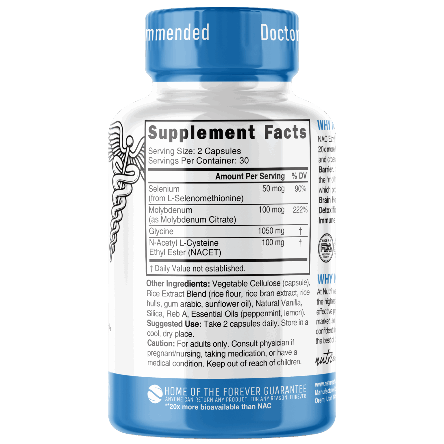 NACET Supplement Nutri Neuro NAC 100/800mg | Nature's Fusions