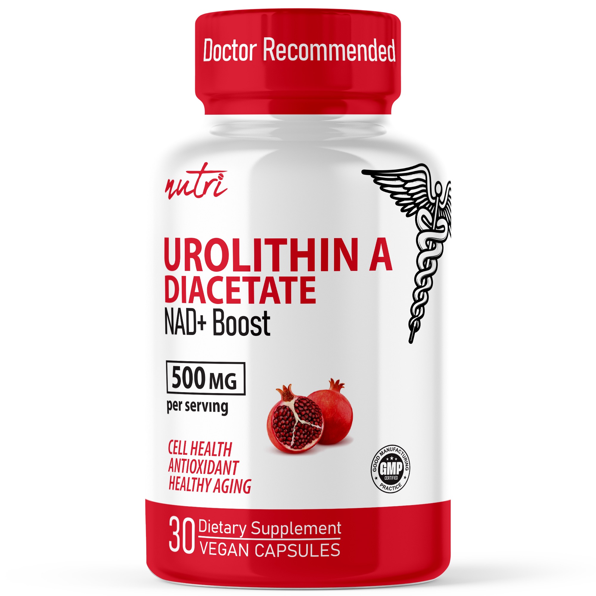 Nutri Urolithin A (Diacetate) 500mg - NAD+ 30 Vegan Capsules