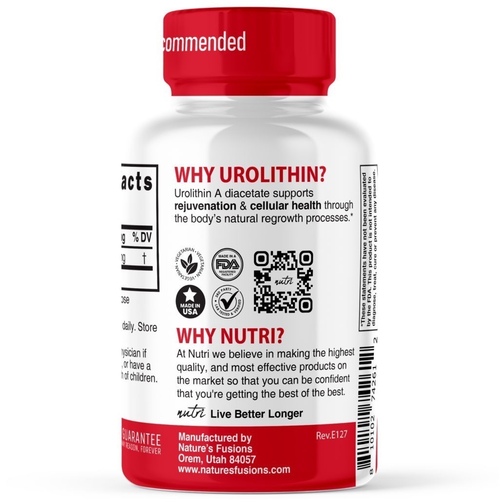 Nutri Urolithin A (Diacetate) 500mg - NAD+ 30 Vegan Capsules