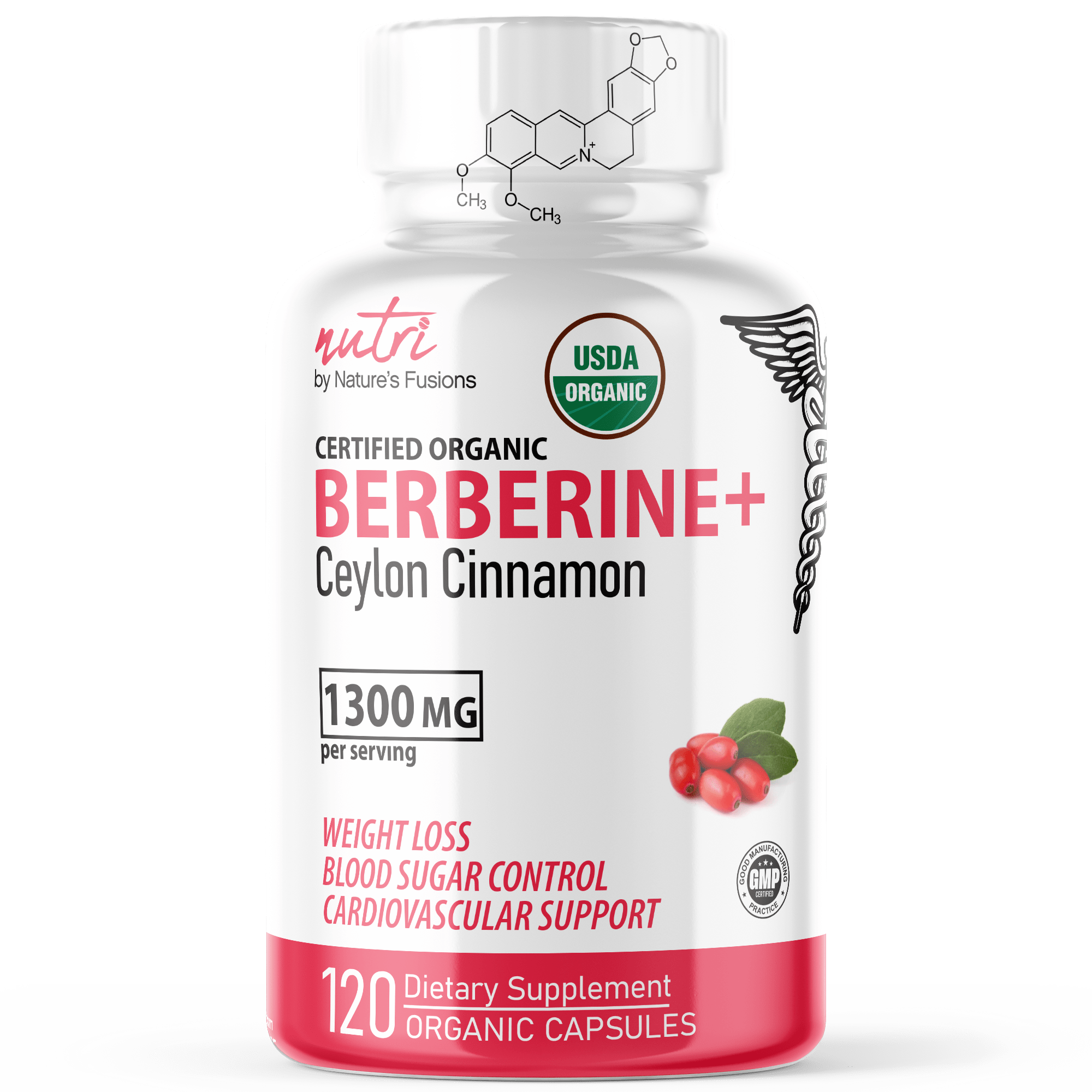 Nutri Organic Berberine+ Supplement + Ceylon Cinnamon 1300mg