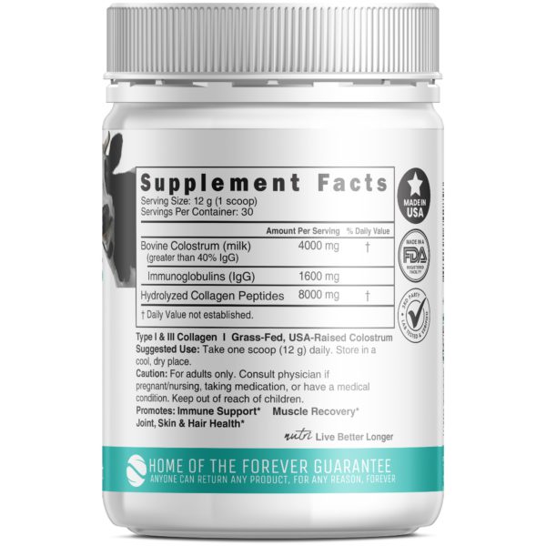 Nutri Colostrum + Collagen 4/8 g Unflavored Powder - 360 g Tub