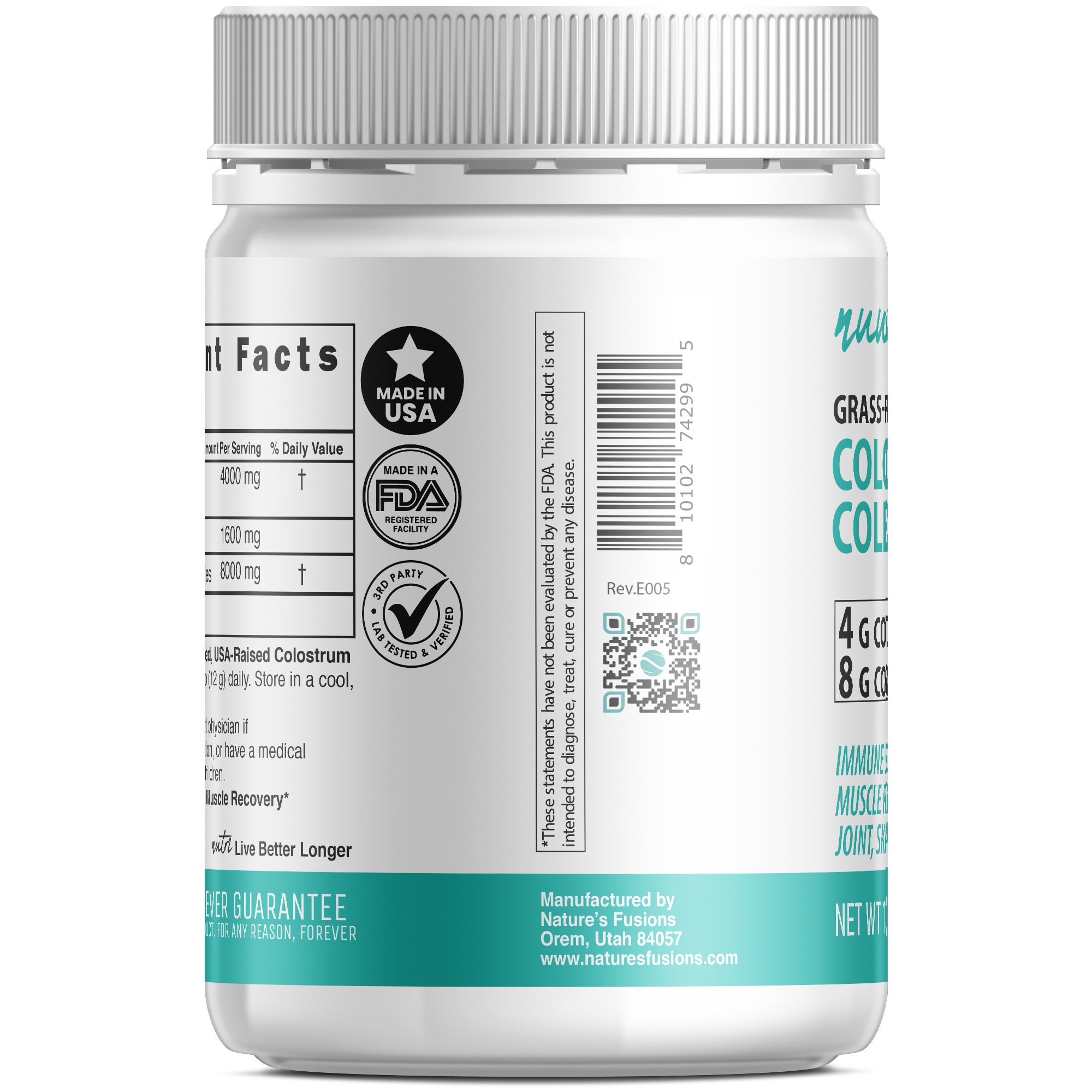 Nutri Colostrum + Collagen 4/8 g Unflavored Powder - 360 g Tub