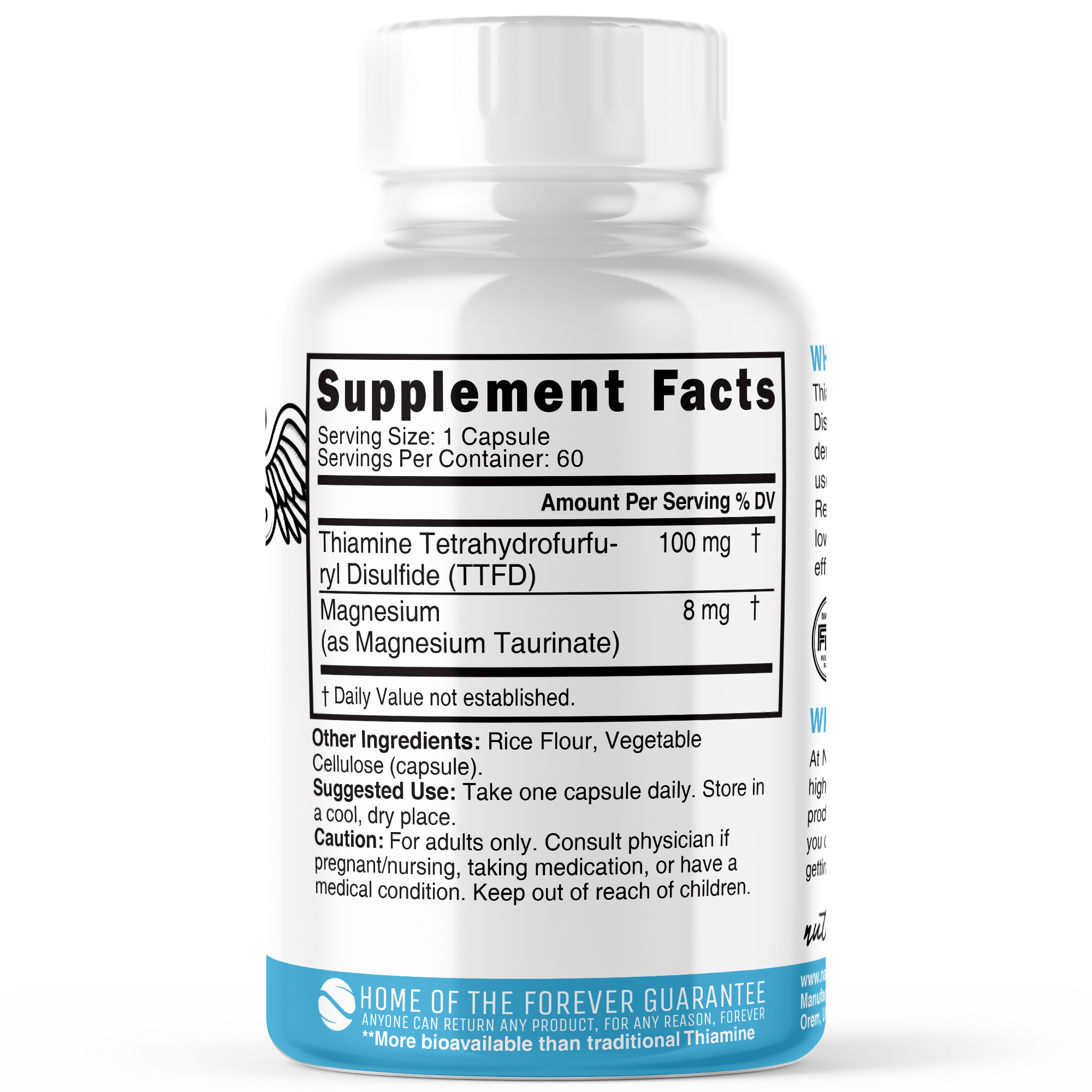 Nutri TTFD Thiamine B1 Supplement - 100mg 60 Servings