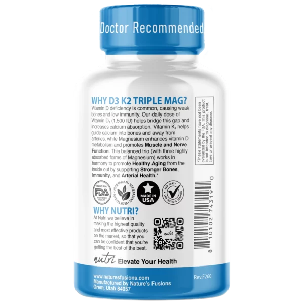 Nutri D3 & K2 Triple Magnesium 420 mg - 120 Count